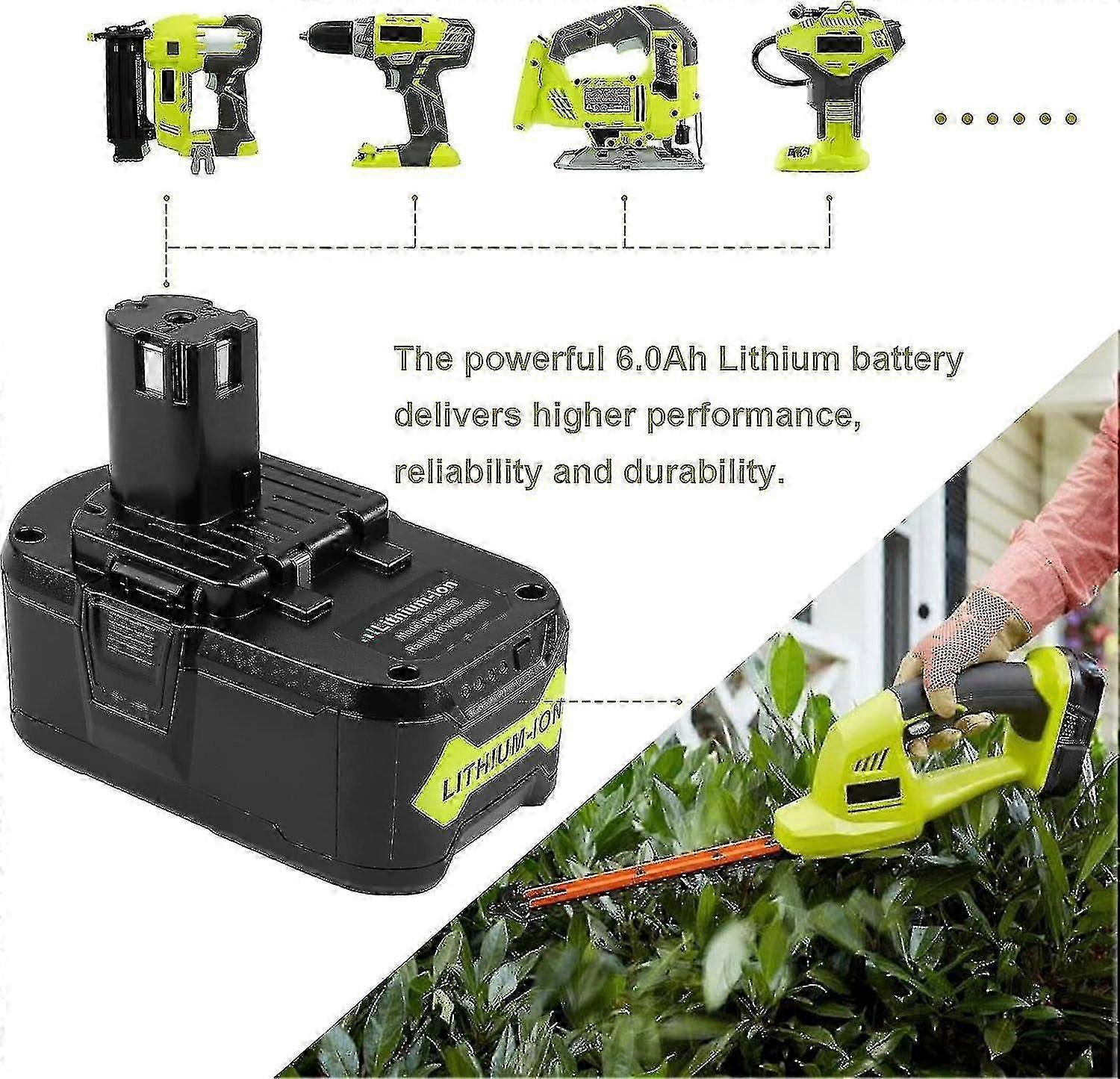 18V 6.0Ah P108 Battery Replacement for Ryobi 18 Volt Battery Lithium P102 P103 P104 P105 P107 ...