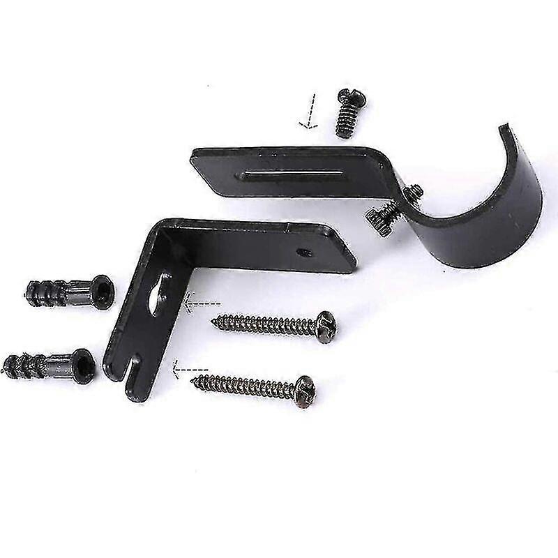 2 Pakke Justerbar vægmontering Gardinstang Beslag Heavy Duty Metal Sort ...