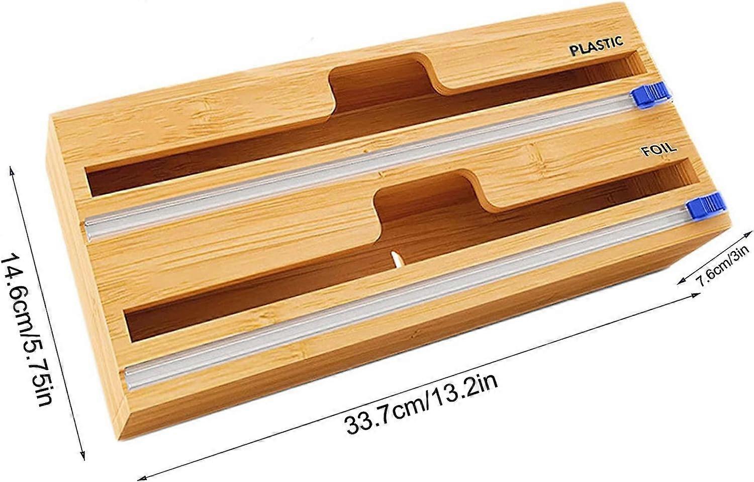 Saran Wrap Dispenser with Cutter, Wood Cling Wrap Dispenser ...