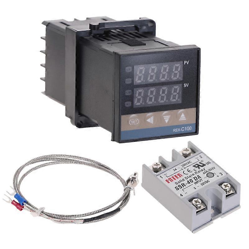 100-240VAC PID REX-C100 Temperature Controller Range 0 to 900C SSR40A K ...