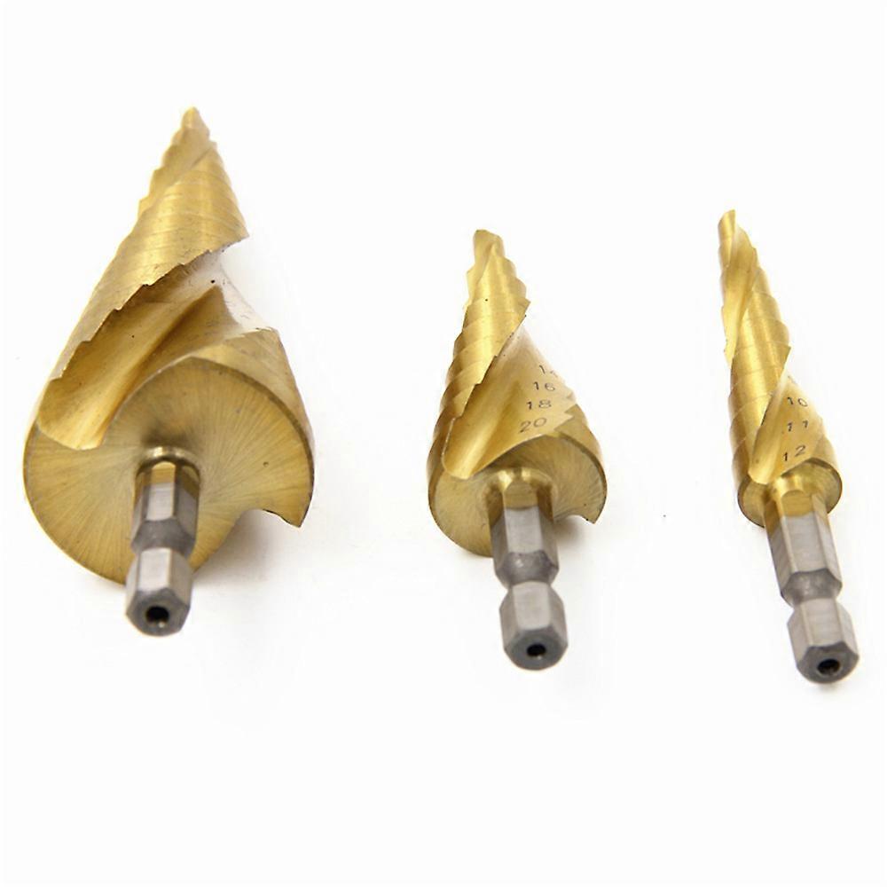 3pcs HSS Titanium-Coated Spiral Groove Step Drill Bit 4-12 4-20 4-32 ...