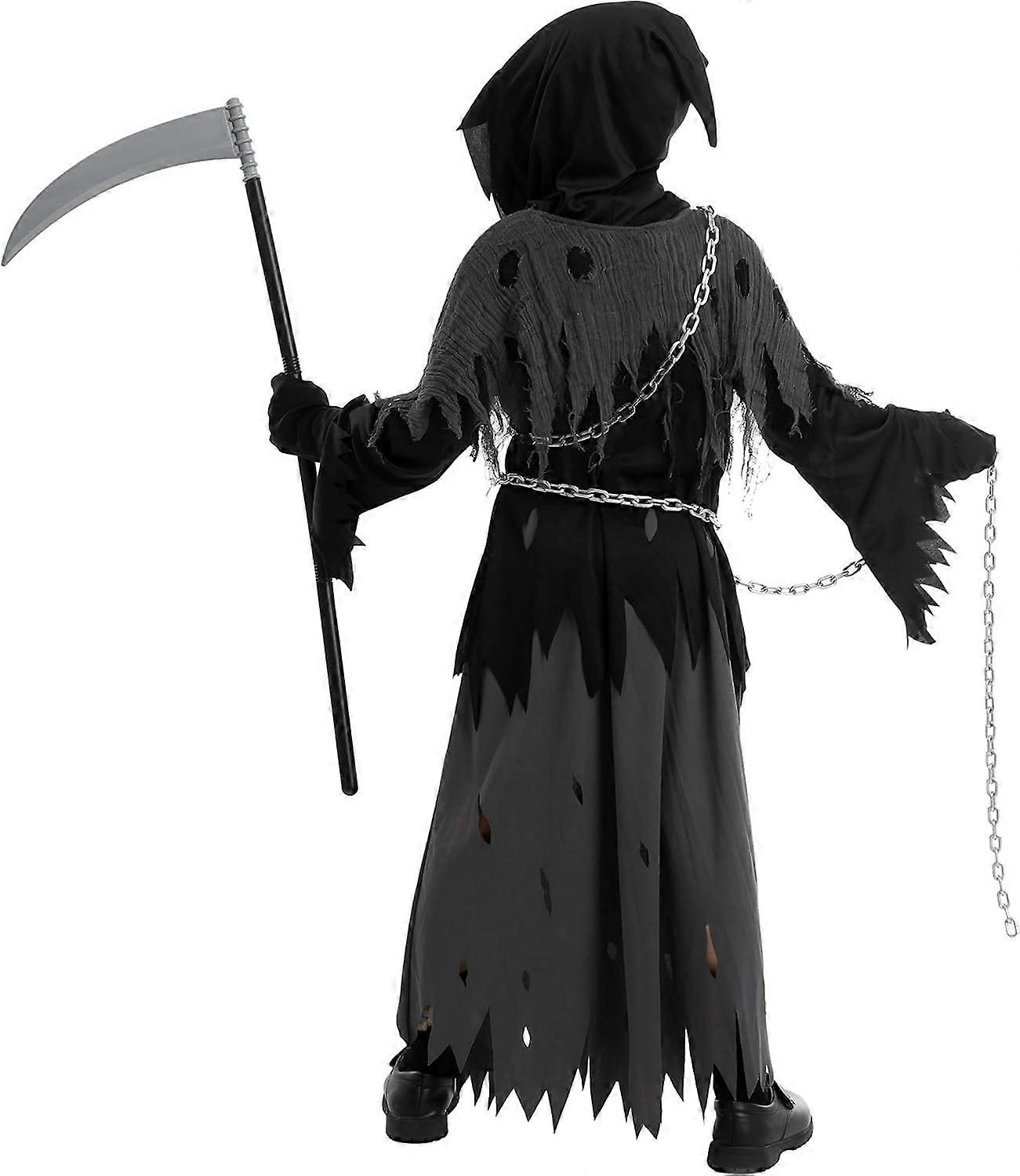 Child Unisex Glowing Eyes Reaper Costume for Creepy Phantom Halloween ...