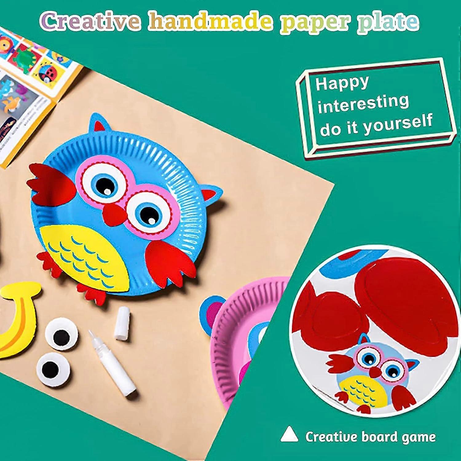 Set of 50 DIY Plates, Round DIY Coloured Paper Plates Disposable Party ...