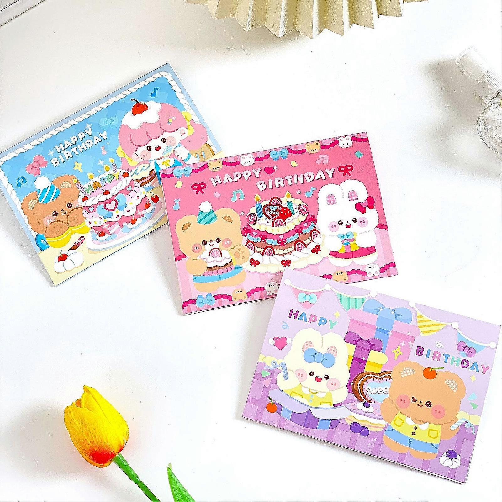 3D Birthday Gift Card Cute Cartoon Design Adorable Lovely Wide ...