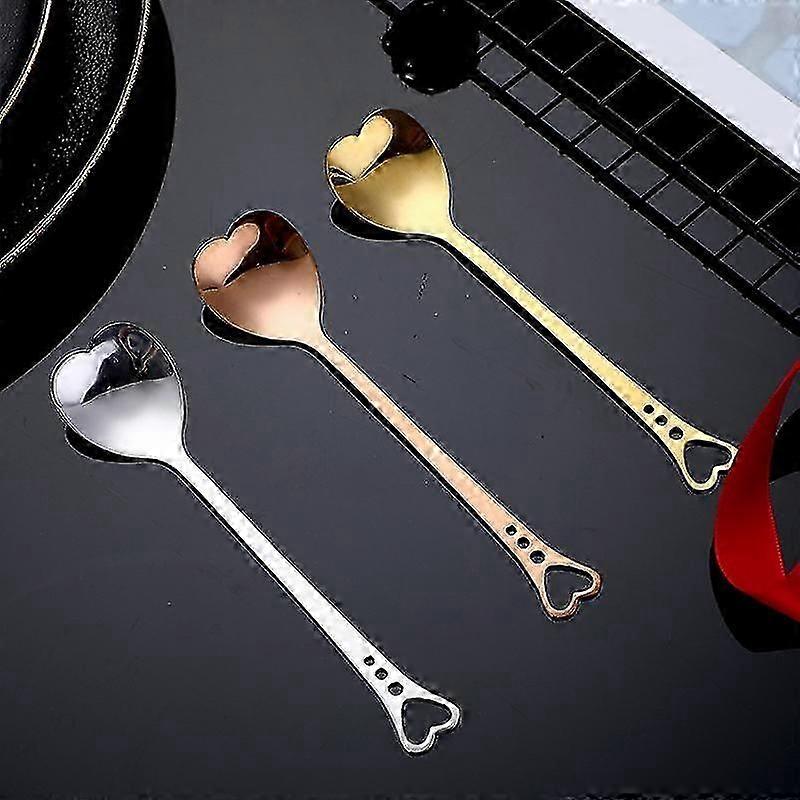 4pcs Stainless Steel Coffee Spoons with Heart Shape Dessert ...