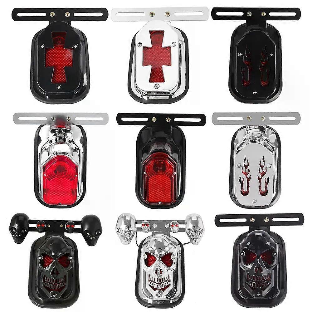 Motorcycle Rear Fender Brake Lamp w/ License Plate Lights Tombstone ...