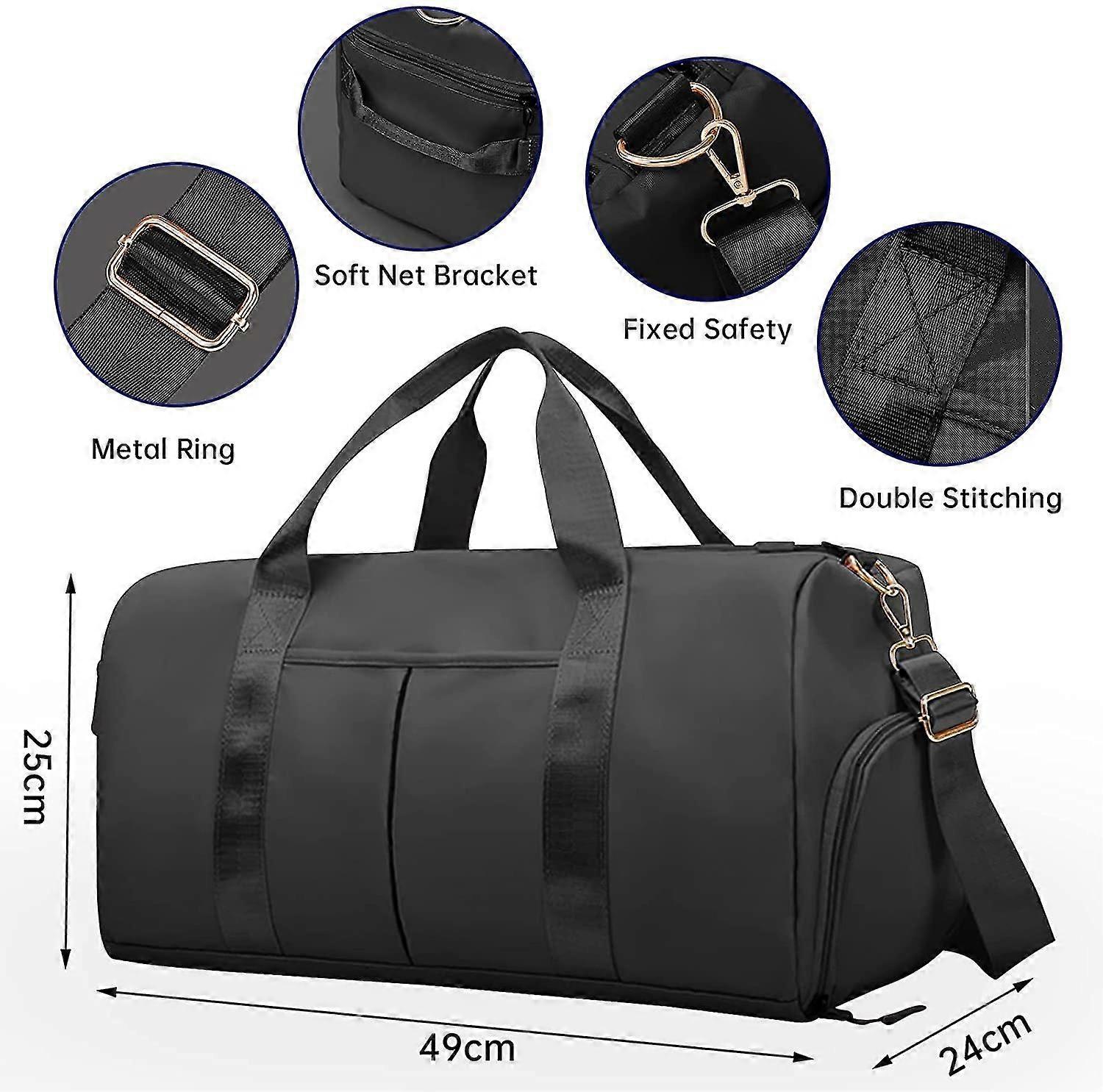 Sports Gym Bag Shoe Compartment Waterproof Dry And Wet Separation Bag (black) | Fruugo NO