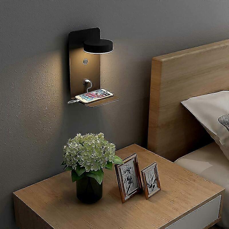 2 Pack LED Indoor Wall Light with Switch and USB Interface, 12W ...