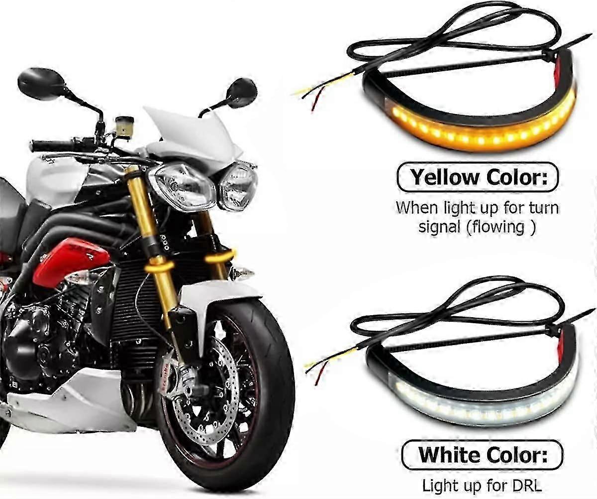 2pcs Motorcycle Led Turn Signal Light, Flexible Switchback Dual-color ...