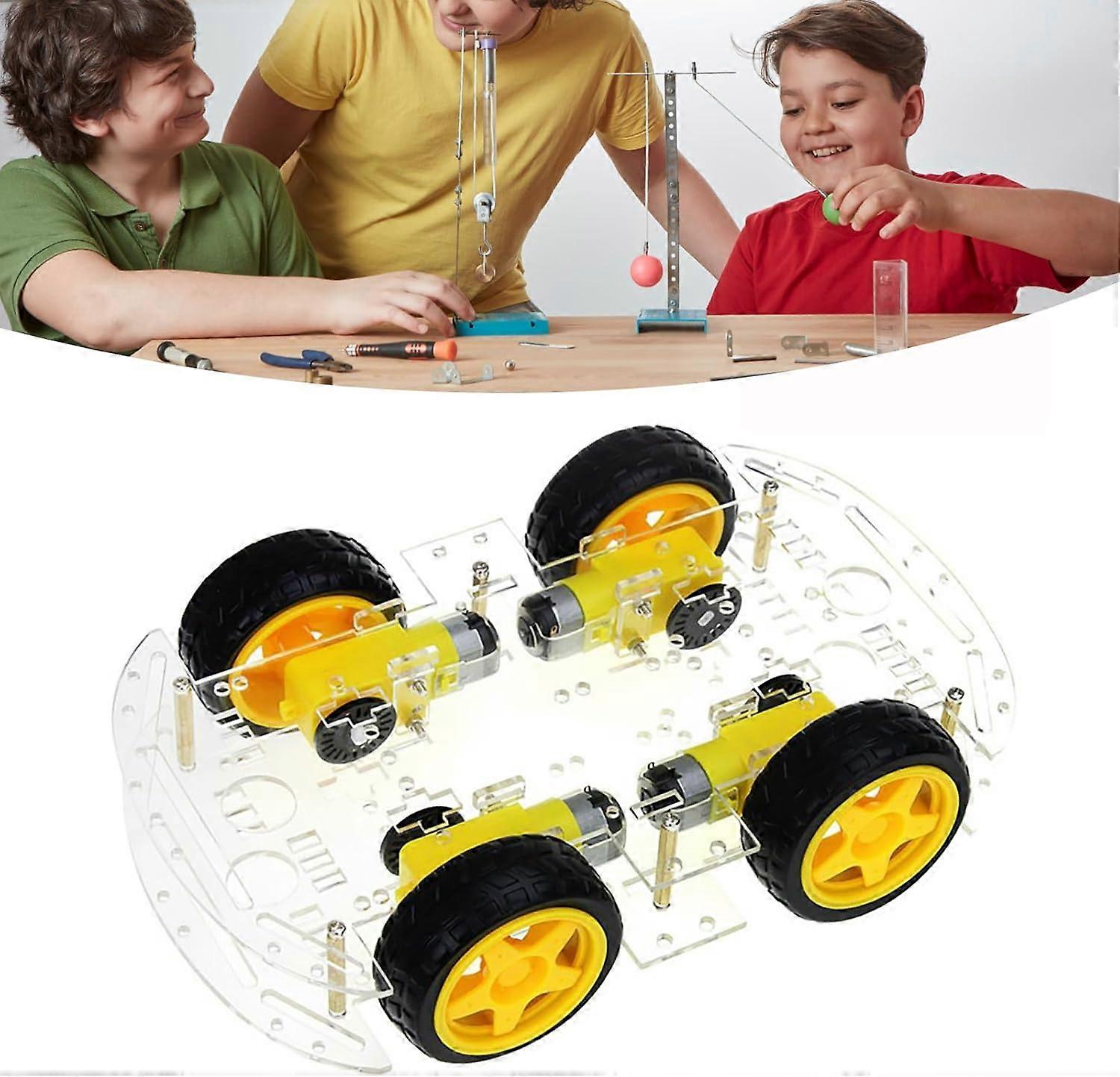 Smart Car Robot Chassis Kit, 4WD 4 Delay DC Motors, Simple Mechanical ...