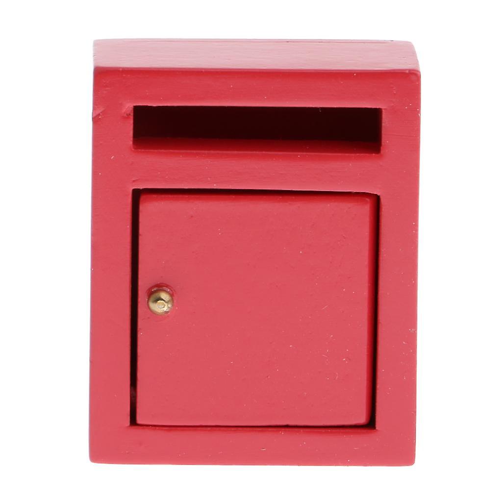 1/12 Dollhouse Miniature Furniture Red Wooden Mailbox Porch Decoration ...