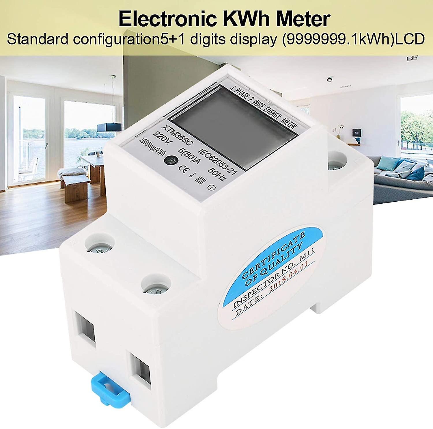 Single Phase Digital Energy Meter 220v Two Wire Electronic Kilowatt ...