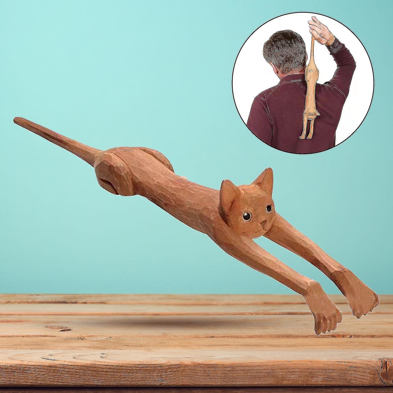 Creative Cat Shape Back Scratcher Long Le Multi-purpose Wood Massage ...
