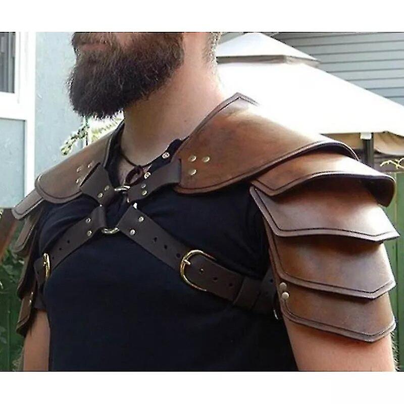 Medieval Viking Gladiator Warrior Leather Pauldrons Double Shoulder ...