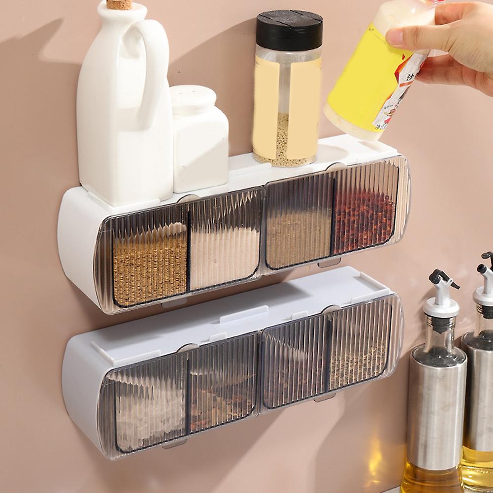 Drawer Type Spice Storage Case 4 Grid Condiment Storage Tank for Hoem ...