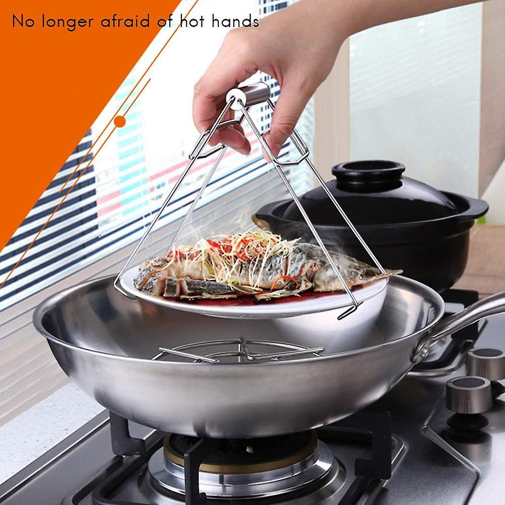 Stainless Steel Dish Clip, Folding Hot Plate Tongs, Anti-Hot Bowl Clamp ...