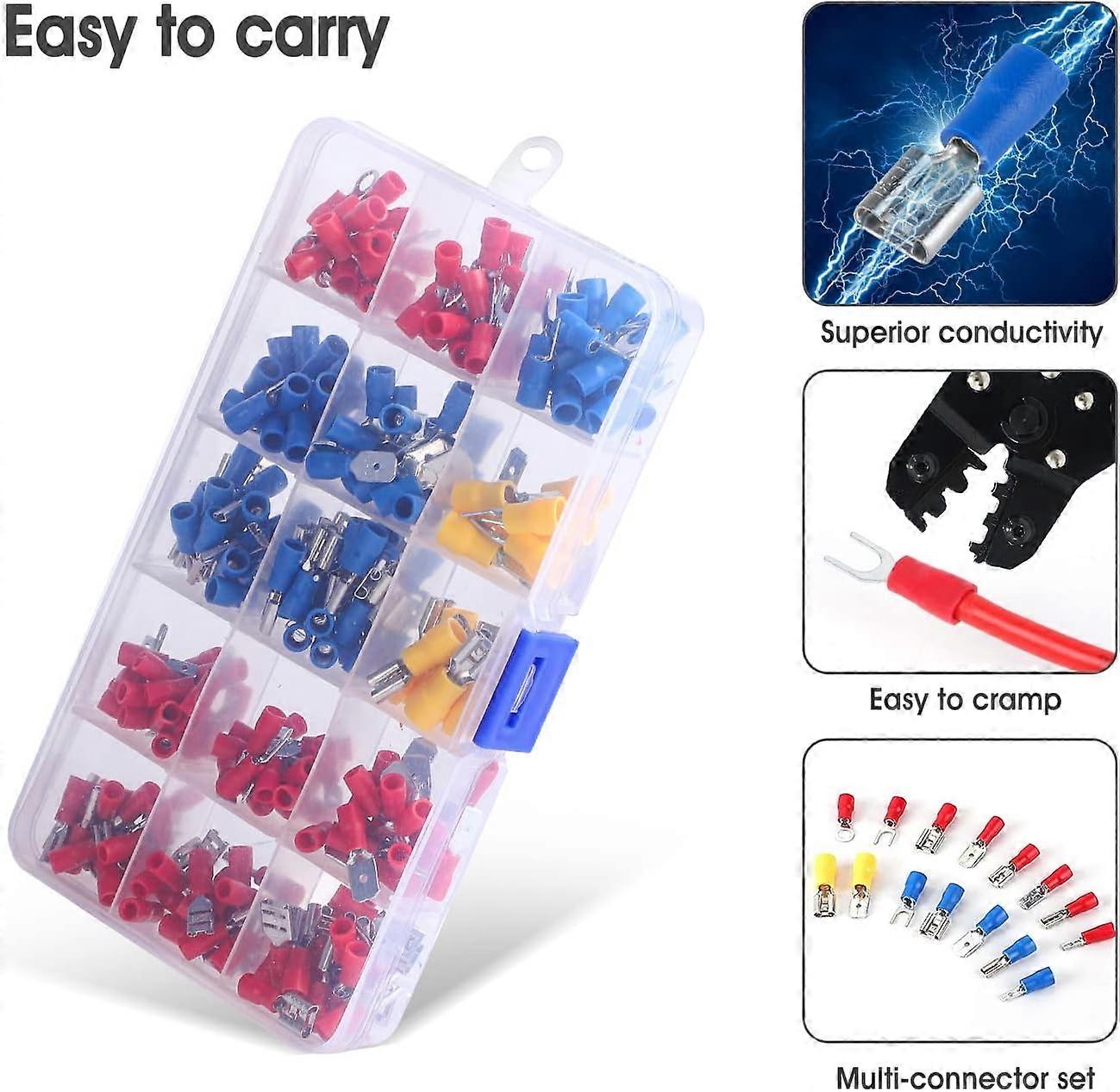 320 Piece Cable Lugs Set, Crimp Terminal Flat Connector Blade ...