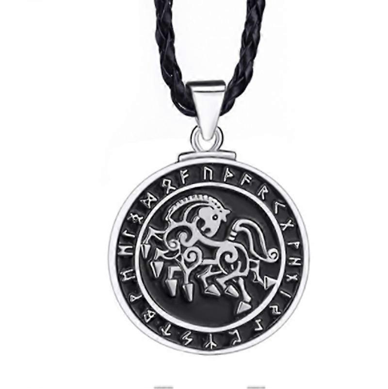 New Viking Horse Rune Warrior ODIN Sleipnir Runic Norse Amulet Mens ...
