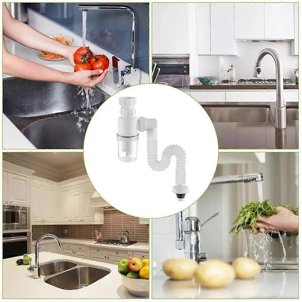 Sink Drain Pipe Sewer Drain Hose Telescopic Flexible Washing Basin Sink ...