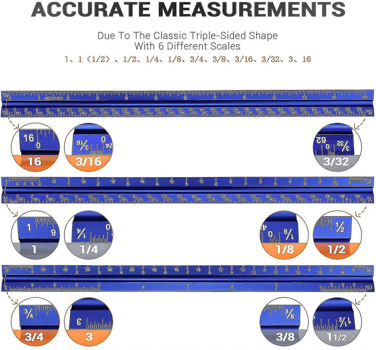 Architectural Scale Ruler Aluminum Architect Scale Triangular Scale ...