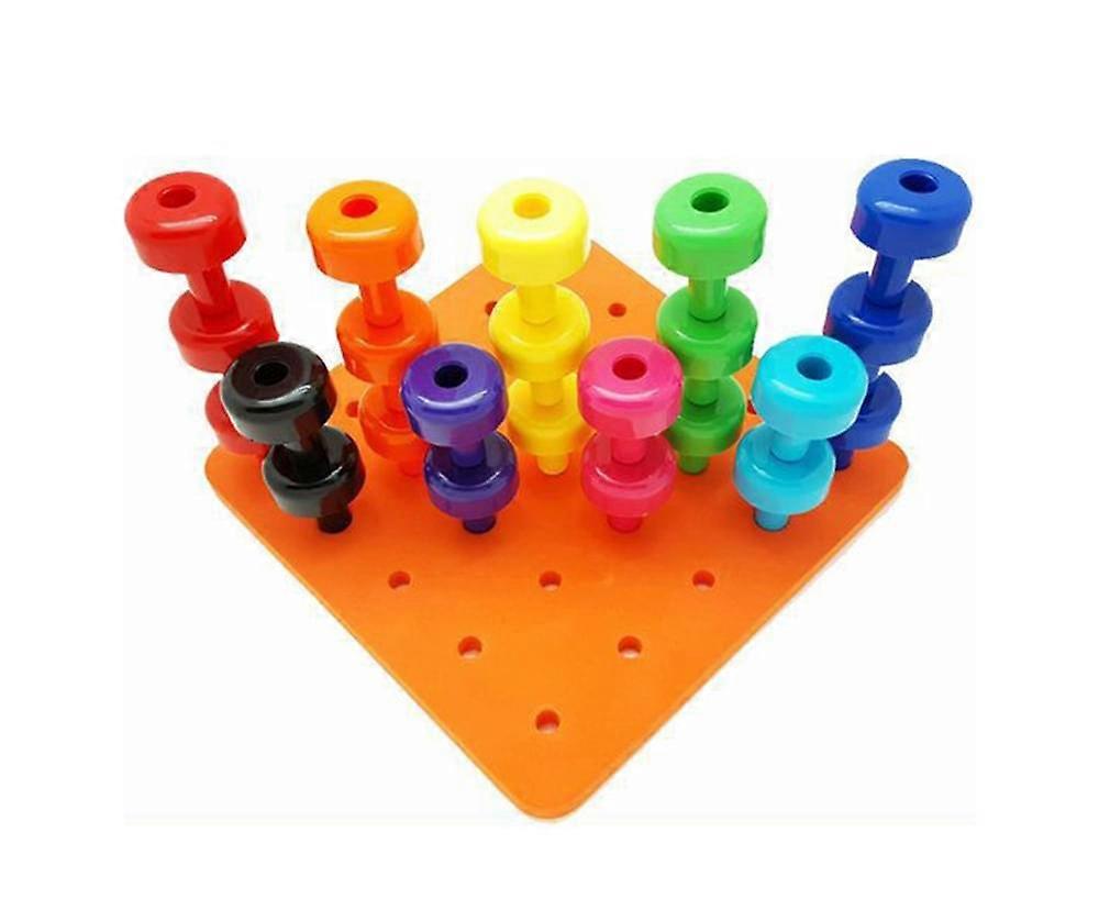 Creative Kids Early Learning Nail Building Block Stacking Peg Board Set ...