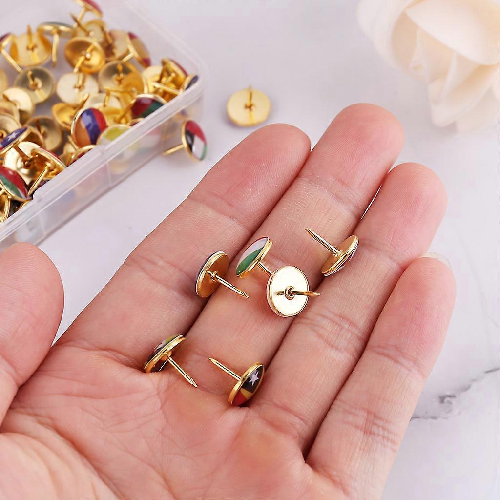 100pcs/box Map Tacks National Flag Glue Thumbtack Push Pins Notice ...
