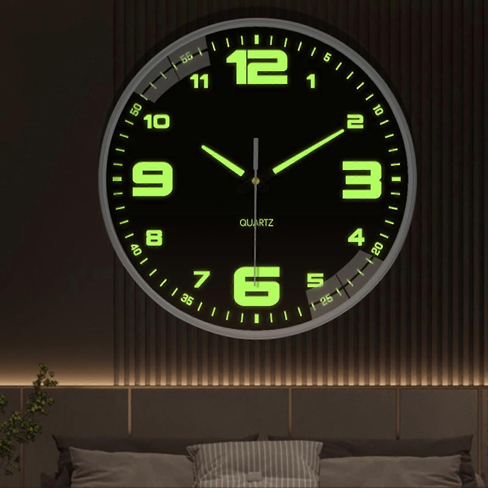 12 Inch Wall Clock Glow in The Dark Large Dial Battery Operated 30cm ...
