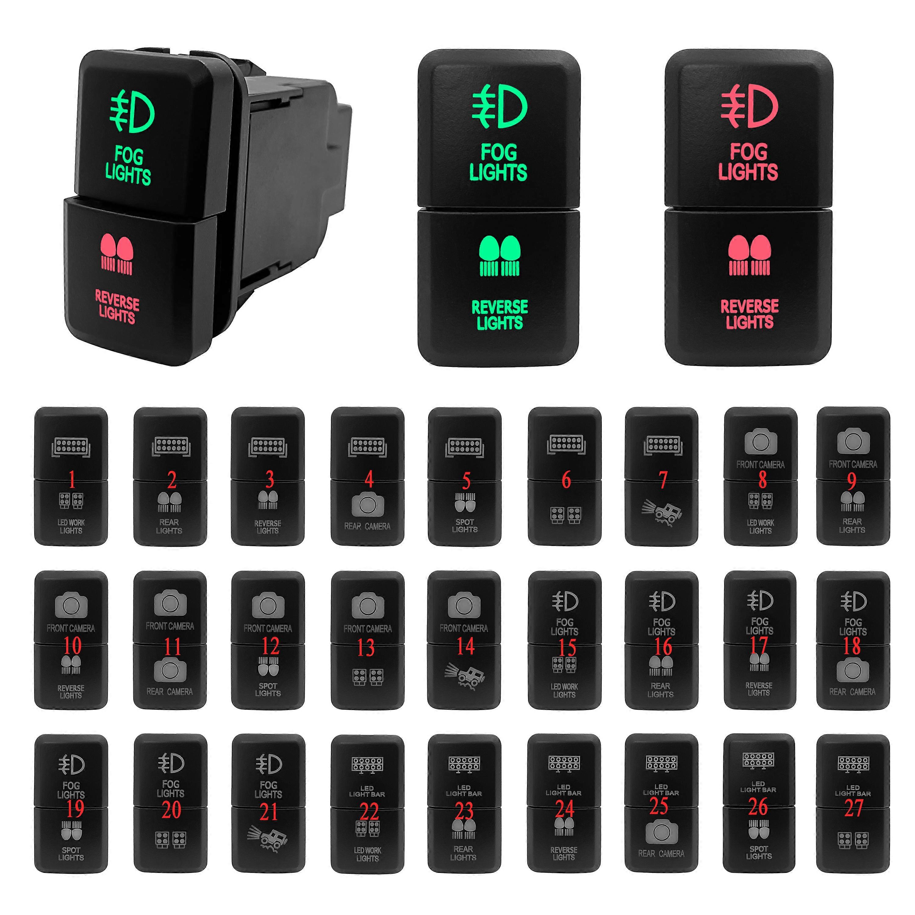 12V Car Dual Push Button Switches LED LIGHT BAR FRONT REAR CAMERA For ...