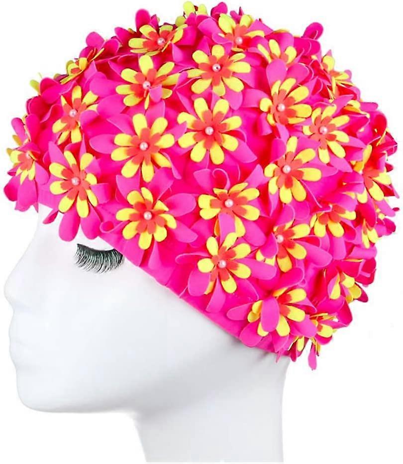 Swim Hat Vintage Floral Petal Retro Swimming Cap Bathing Cap for Girls ...