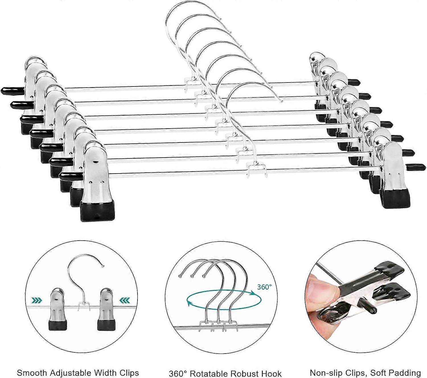 Trouser Hangers, Clip Hanger, Metal Trouser Hangers, Solid Chrome Skirt Hangers with Non-Slip ...
