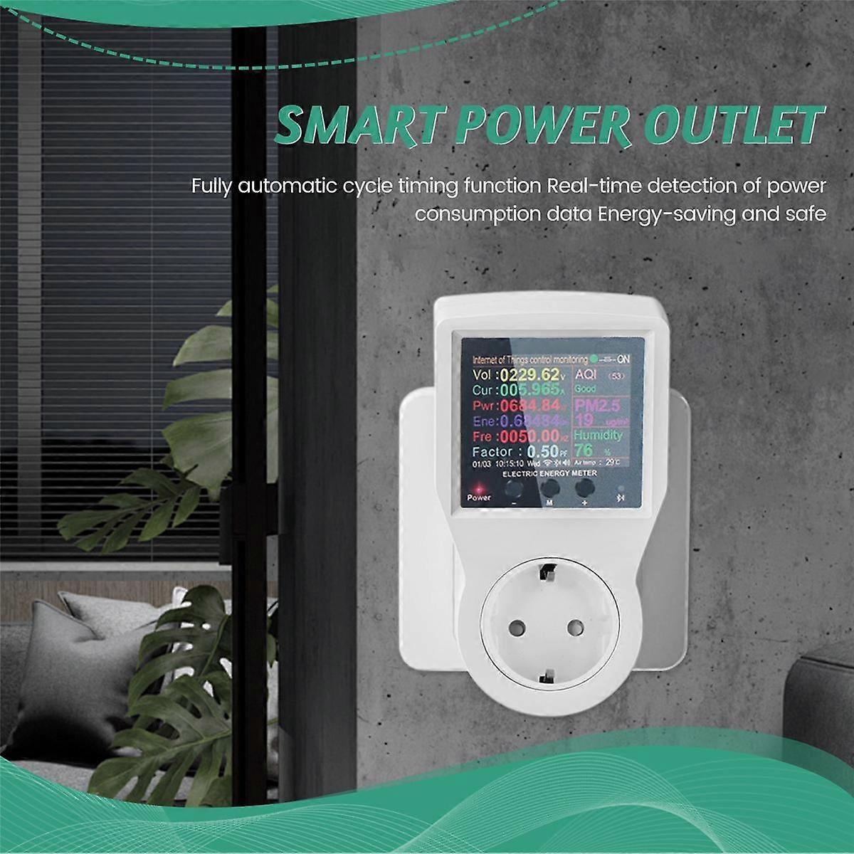 Tuya WIFI Smart Socket 16A Digital Wattmeter Voltmeter Power Meter Electricity Consumption Kwh ...