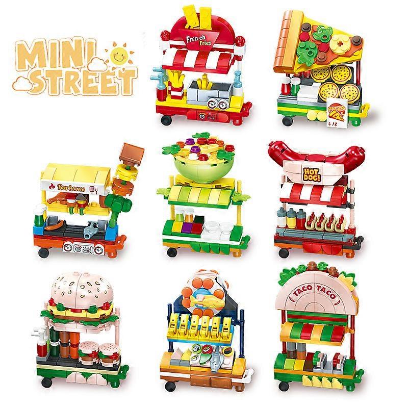 Creative Mini Street View Series BBQ Stall French Fry Shop Pizza Shop ...