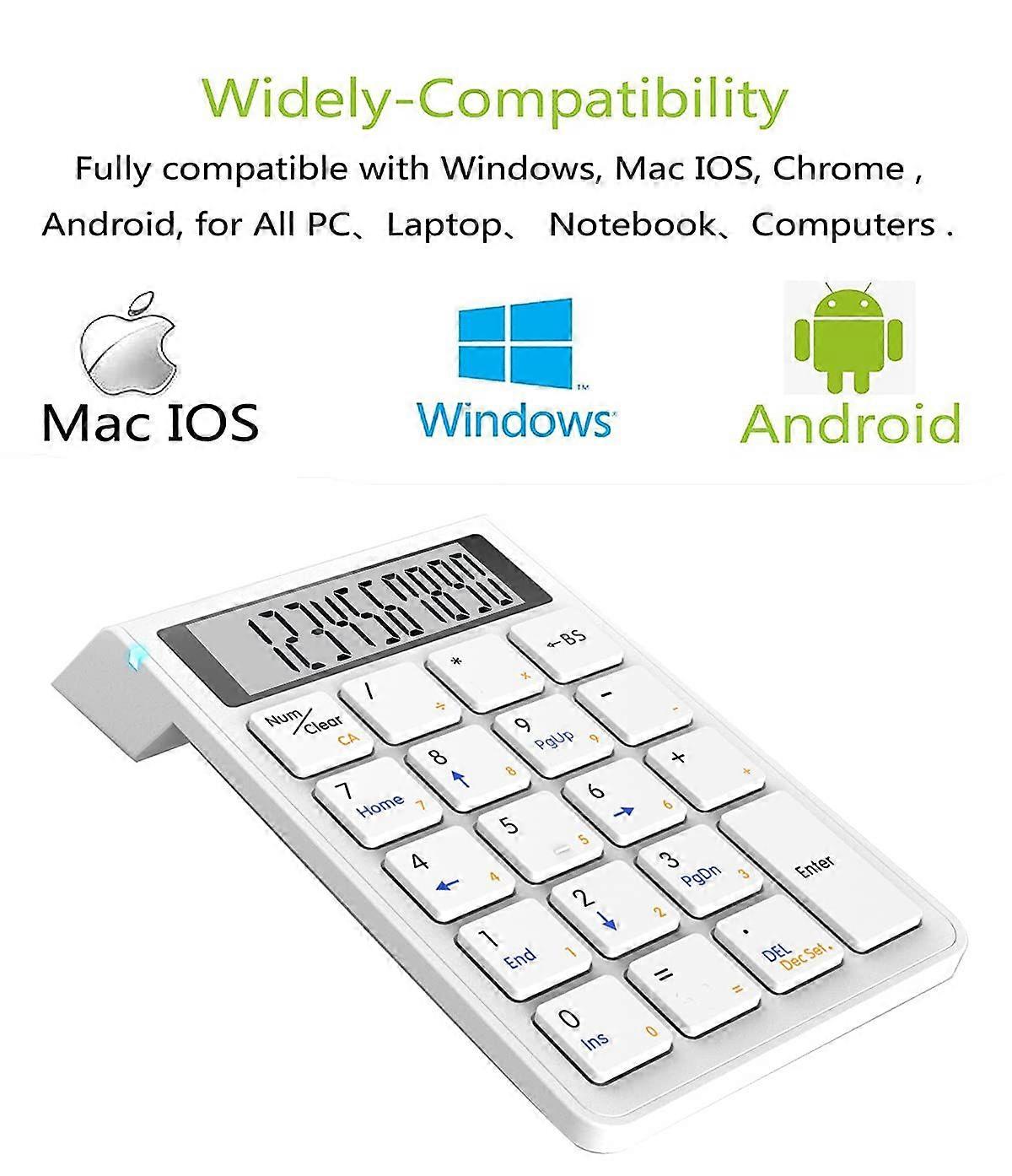 2 in 1 Bluetooth Number Pad 19 Keys Wireless Numeric Keyboard ...