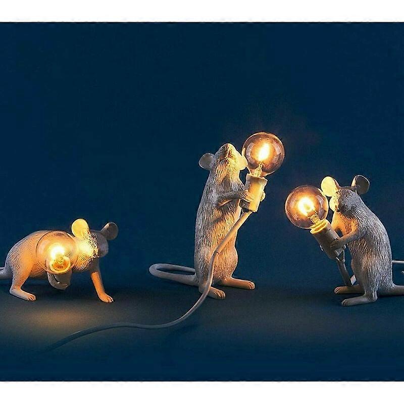 Set of 3 White Mouse Shaped Table Lamps Resin Creative Desk Lamp ...
