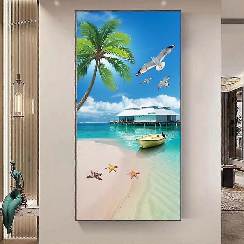 Nordic Simple Seaside Boat Scenery HD Pictures Beach Sunset Canvas ...