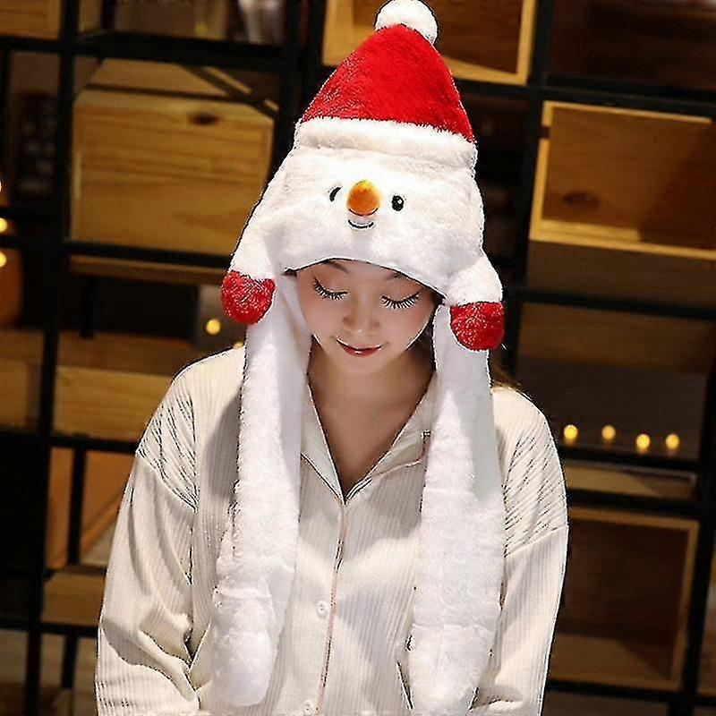 Ear Moving Jumping Hat Creative Plush Christmas For Women Girls Holiday ...