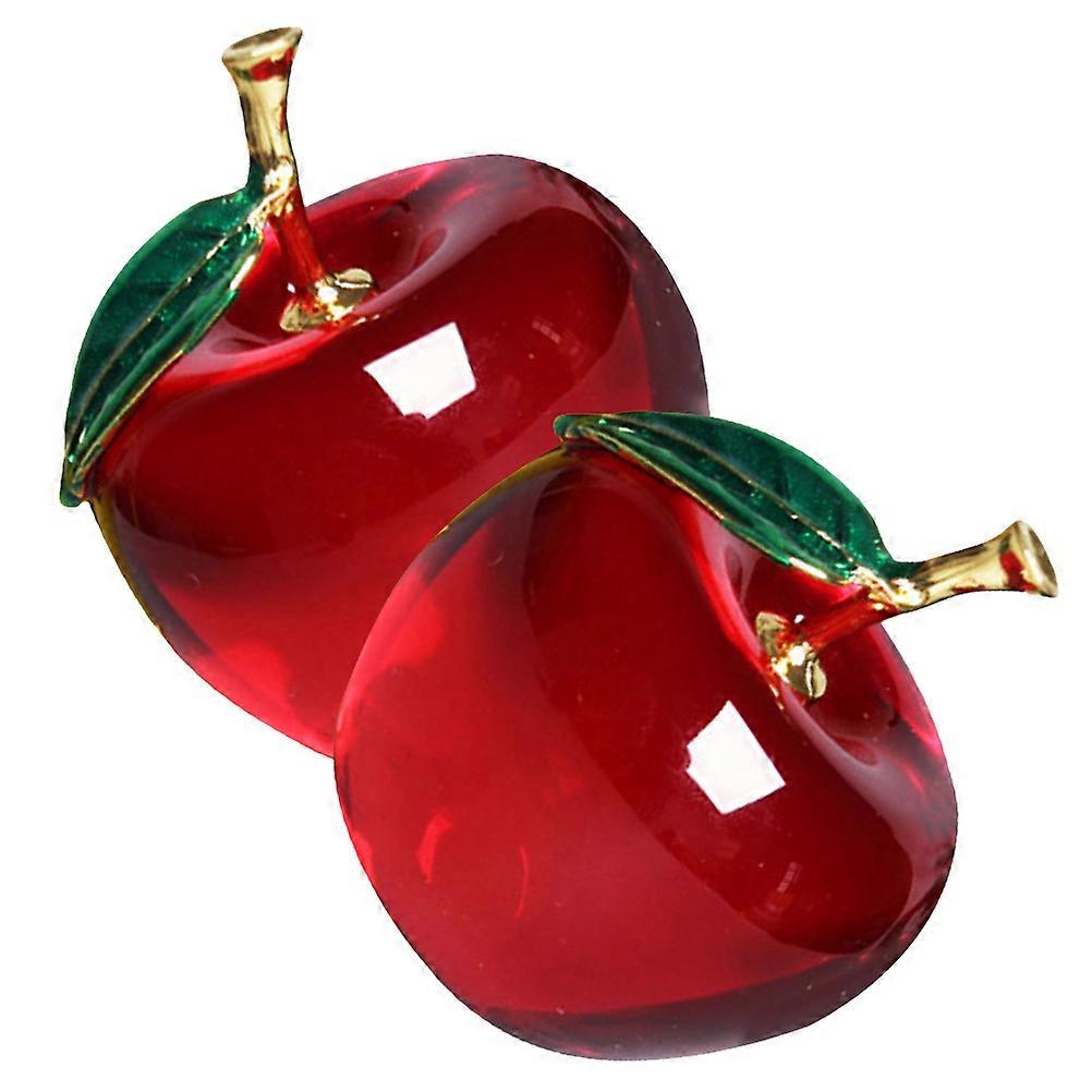 Cleaning Crystal Apple Sculpture for Decor 2Pcs Elegant Glass Fruit ...