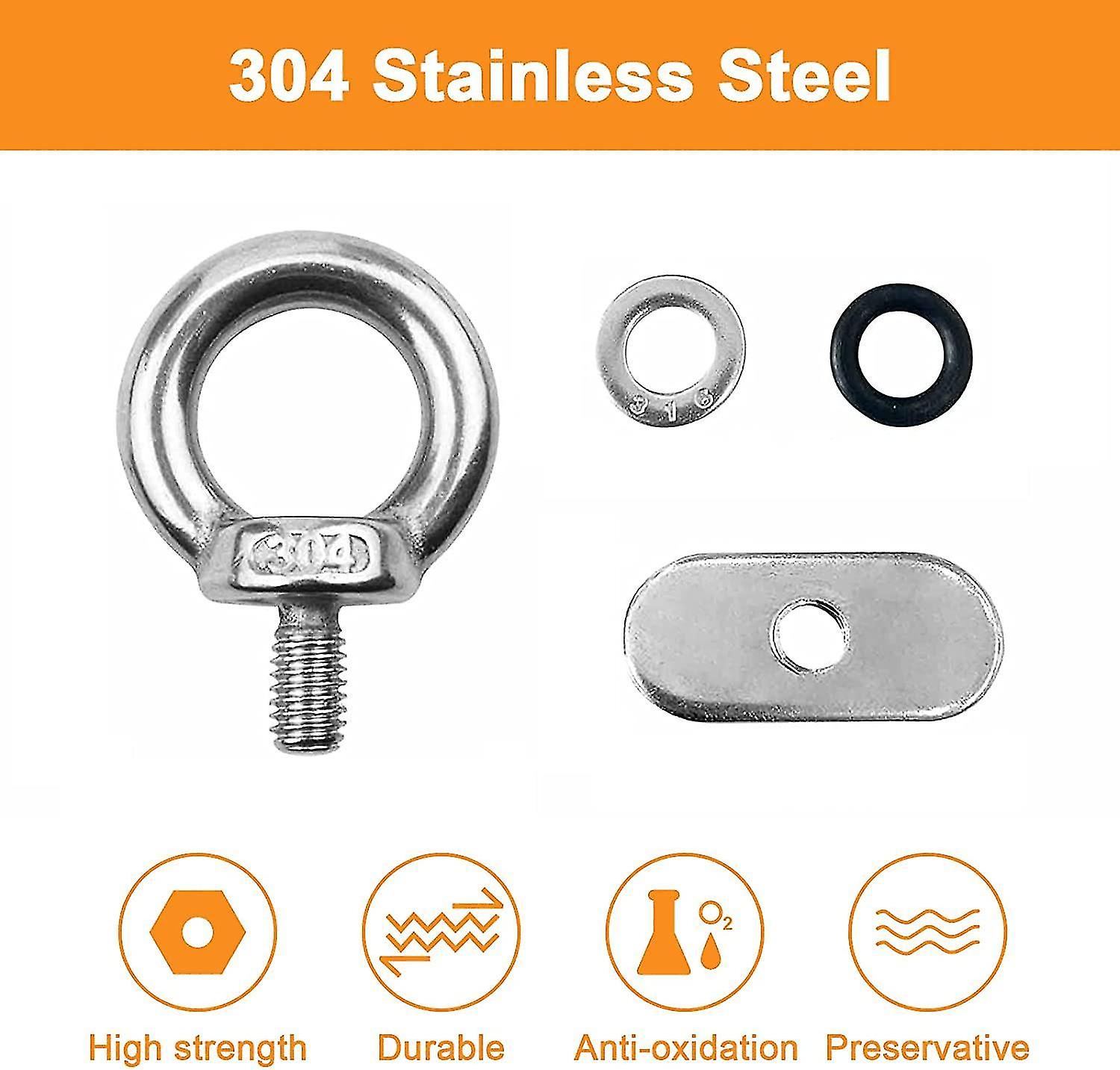 Set Of 4 Stainless Steel Lashing Eyelets For Kayak Rail - Accessory For ...