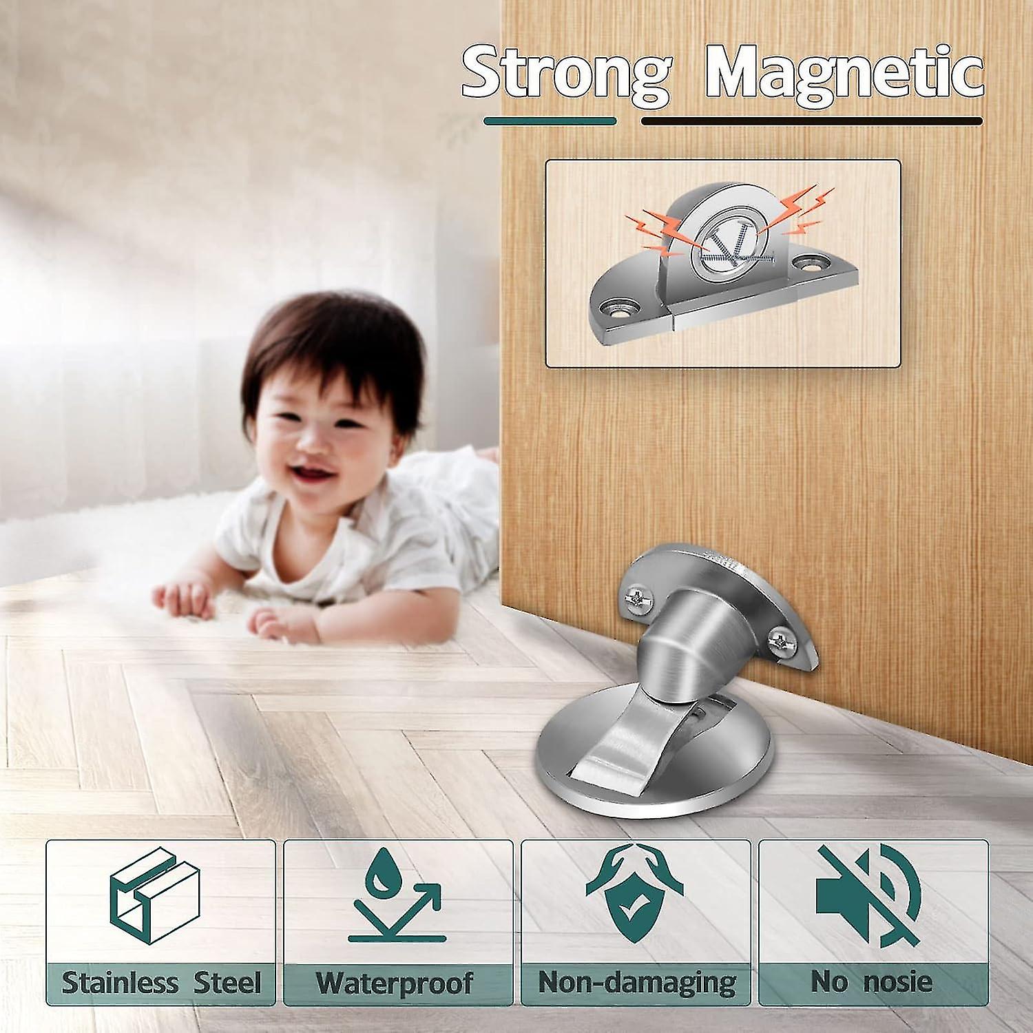 Magnetic Door Stop, Stainless Steel Magnetic Door Stopper Invisiable ...