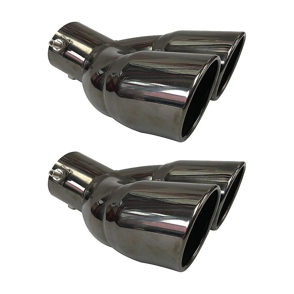 Universal Bolt-on Bent Dual Exhaust Tip Slant Cut Muffler Tip Black ...