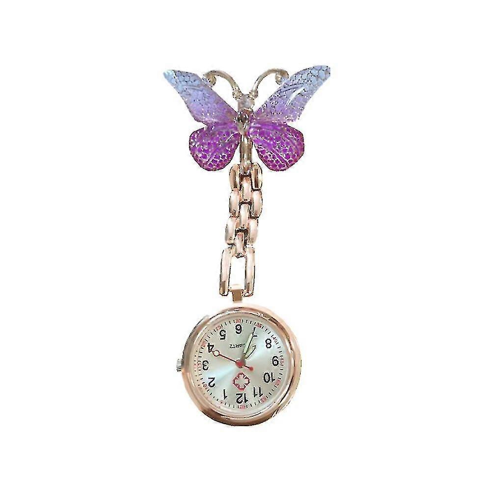 Butterfly Nurse Watch Fashion Clip-on Pendant Hanging Clock Watches ...