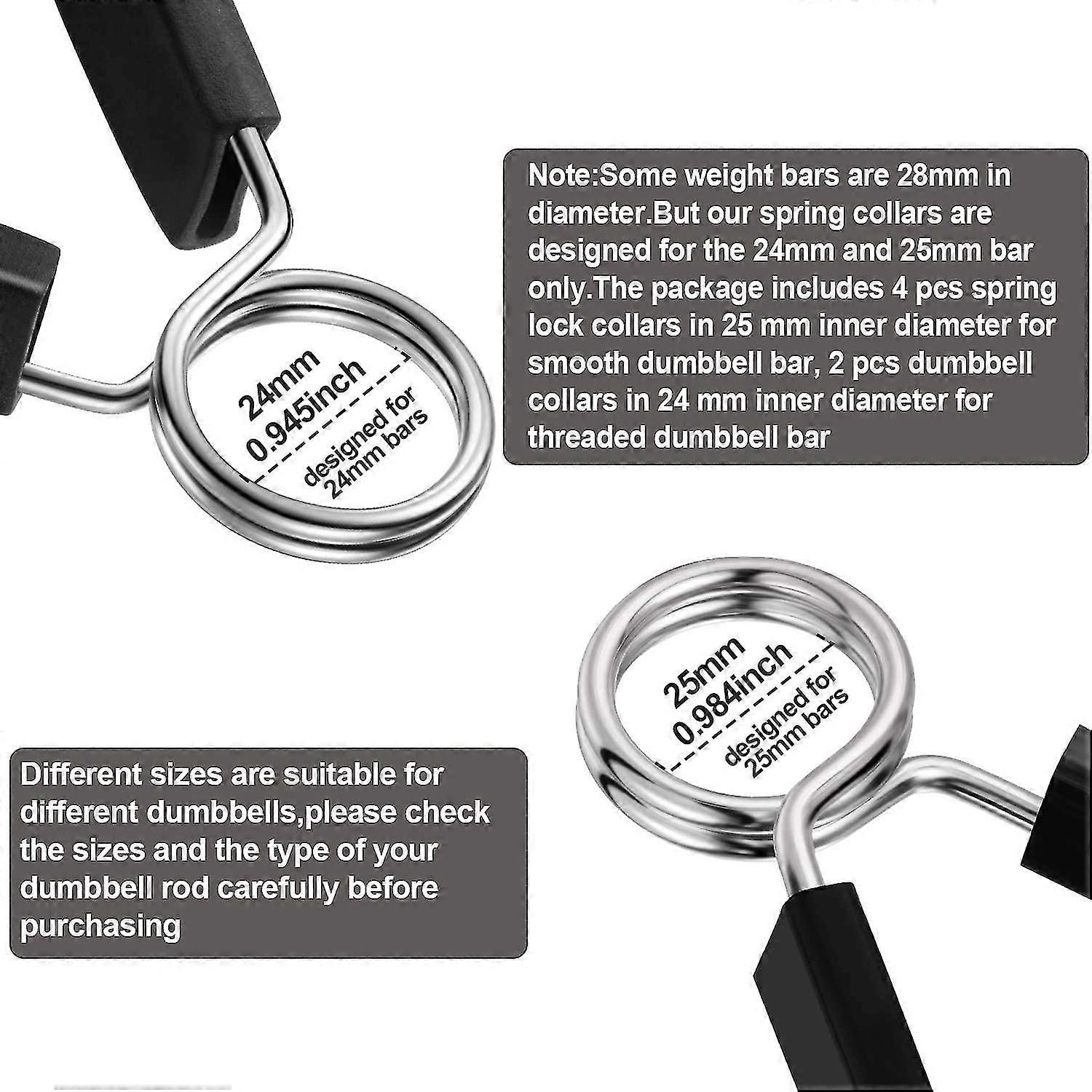 6 Pieces Spring Clip Collar Spring Lock Collar Exercise Dumbbell Clamps ...