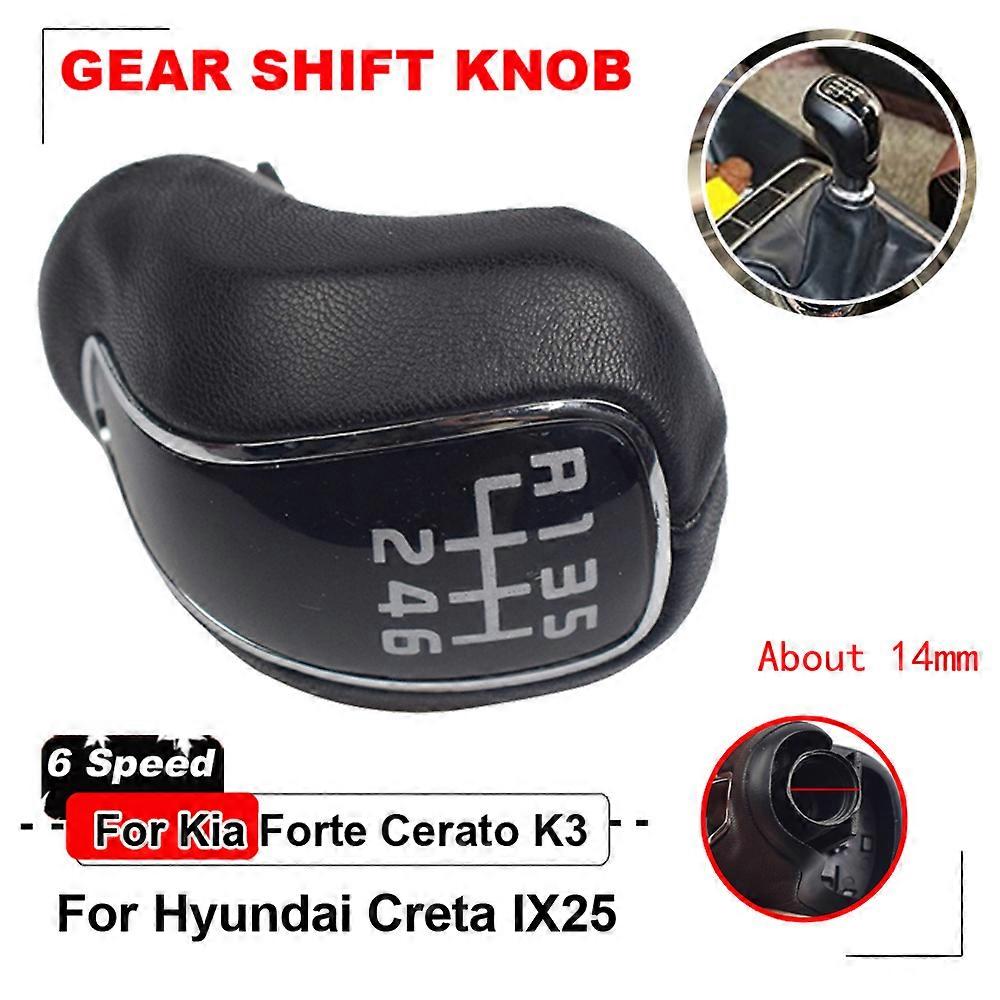 Leather Manual Stick Gear Shift Knob Lever Shifter 6 Speed For Hyundai ...