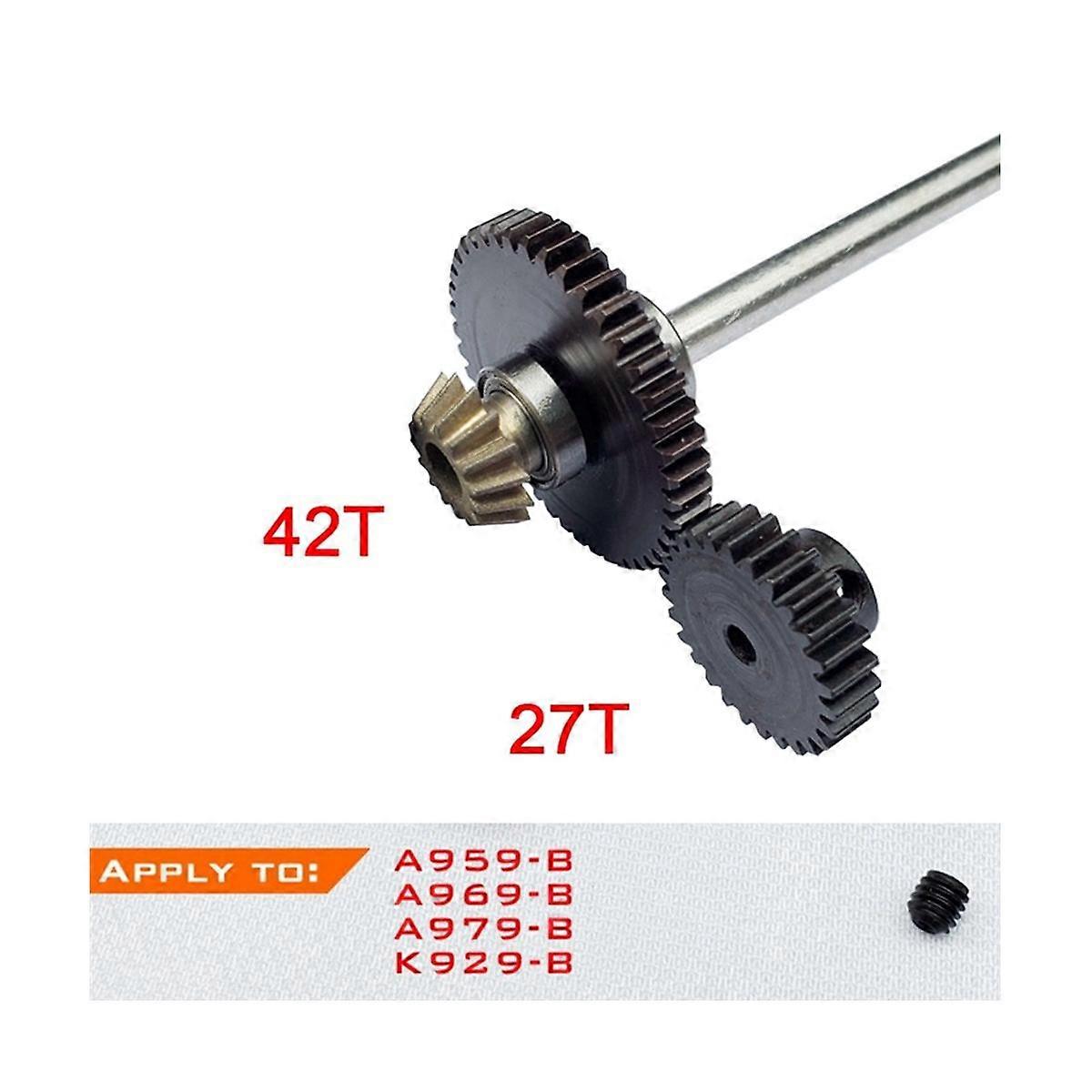 Metal Center Drive Shaft and Reduction Gear 27T Motor Gear for A959-B A969-B A979-B 1/18 RC Car ...