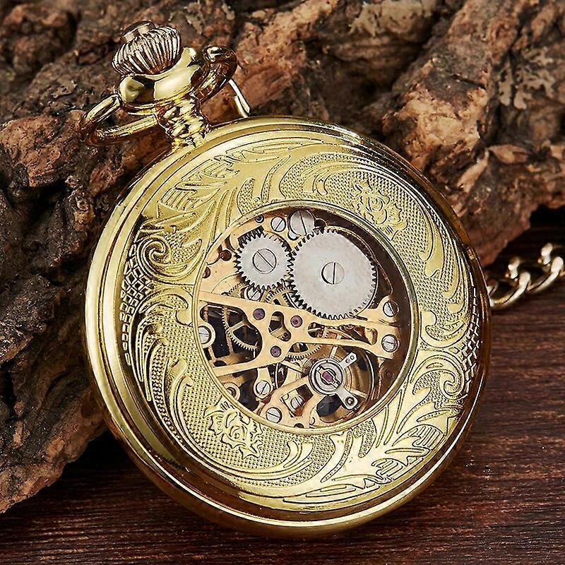 Mechanical Pocket Watch Vintage Skeleton 6 Hollow Roman Numeral Reloj ...