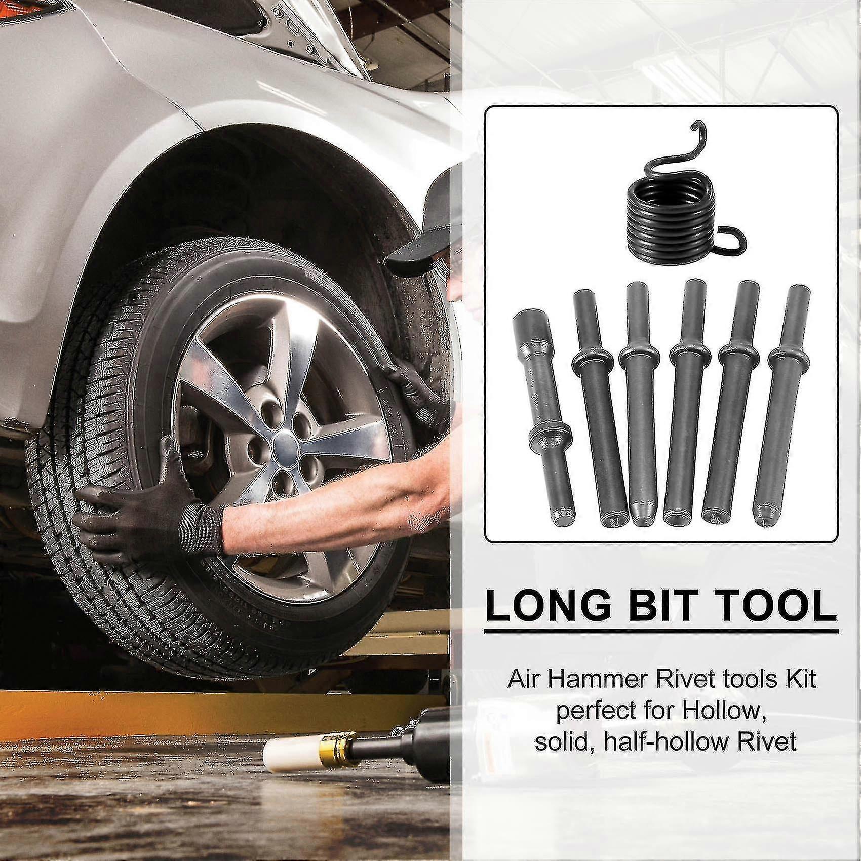 7 Pcs Great Heavy Duty Smoothing Pneumatic Air Rivet Hammer Tools Kit ...