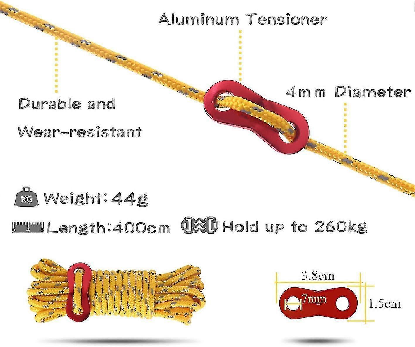Tent Guy Ropes - 4mm Reflective Cord Tent Guide Rope With Aluminum ...