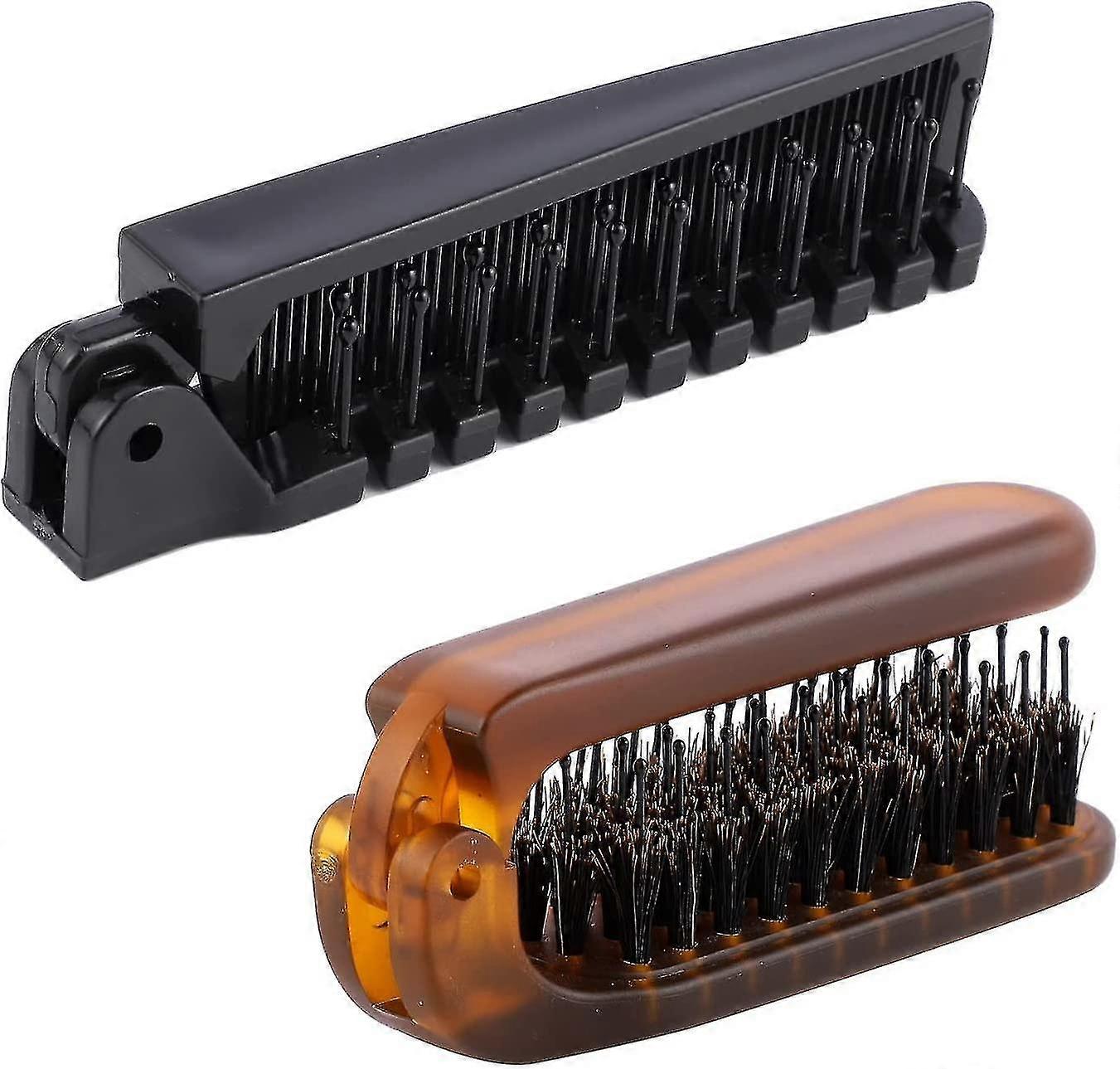 2 Pcs Folding Brush And Comb Set, Boar Bristle Hair Brush And Double ...