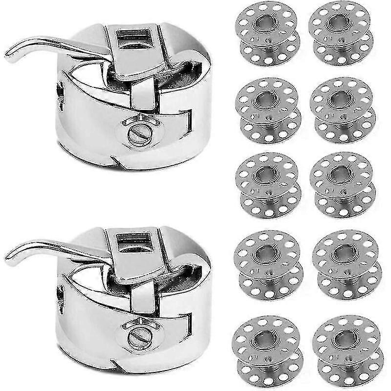 Set Of 10 Metal Sewing Machine Bobbins + 2 Bobbin Case For Toyota ...