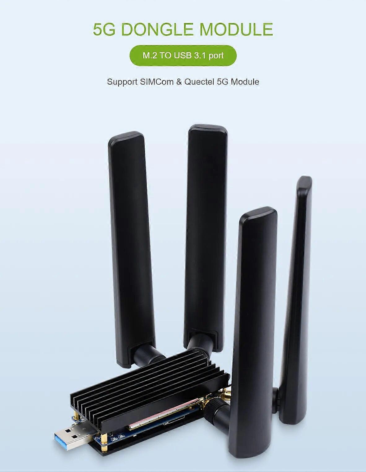 5G DONGLE Module Quad Antennas USB3.1 Port Aluminum Alloy Heatsink M.2 ...